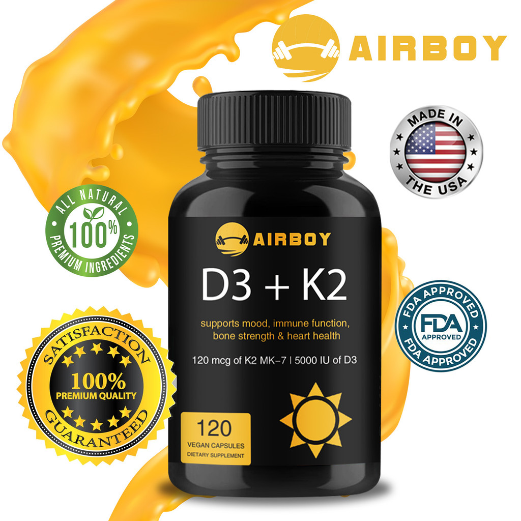 D3 & K2 MK7 Supplement for Heart & Bone Health | Vitamin D & K Complex ...