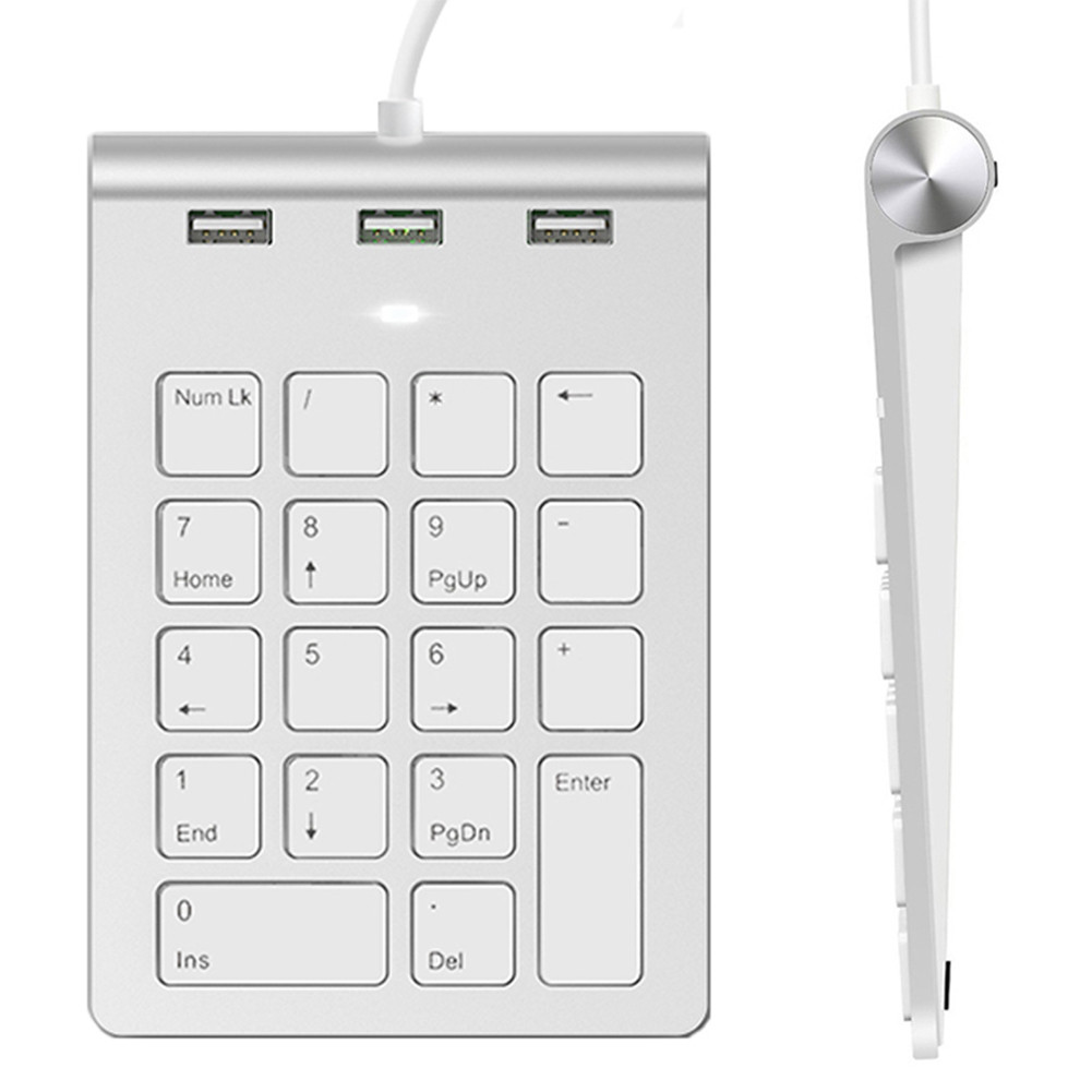 USB & Type C Wired Mini Numeric Keypad with 3 USB2.0 Port Hub 18 Keys ...