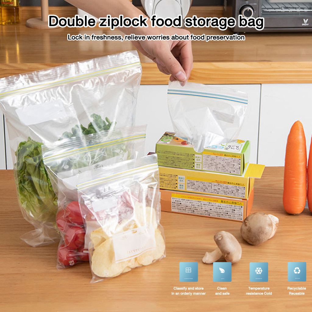 Reusable Food Storage Bag Leakproof Fresh Frozen Ziplock Plastic Seal ...