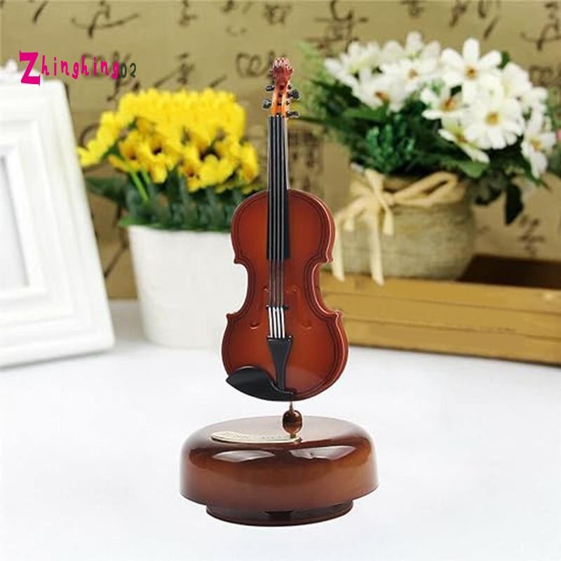 Violin Music Box Mini Vintage Musical Box with Rotating Base, Classical ...