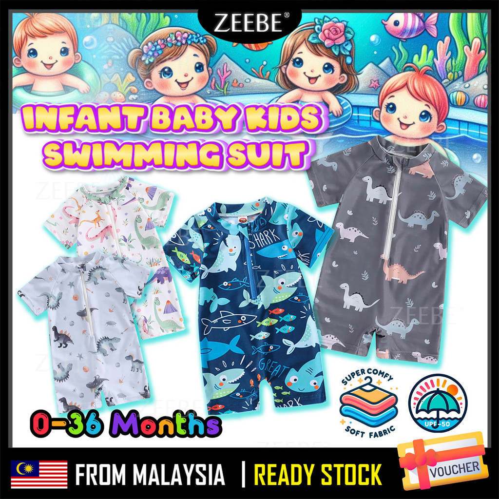 ZEEBE Swimwear Baby Boy Girl Kids Infant Short Sleeve Swimming Suit ...