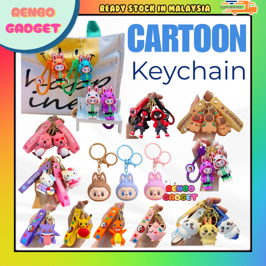 Kitty Capybara Spider Chikawa Pikachu Keychain Cartoon Earphone Pendent ...