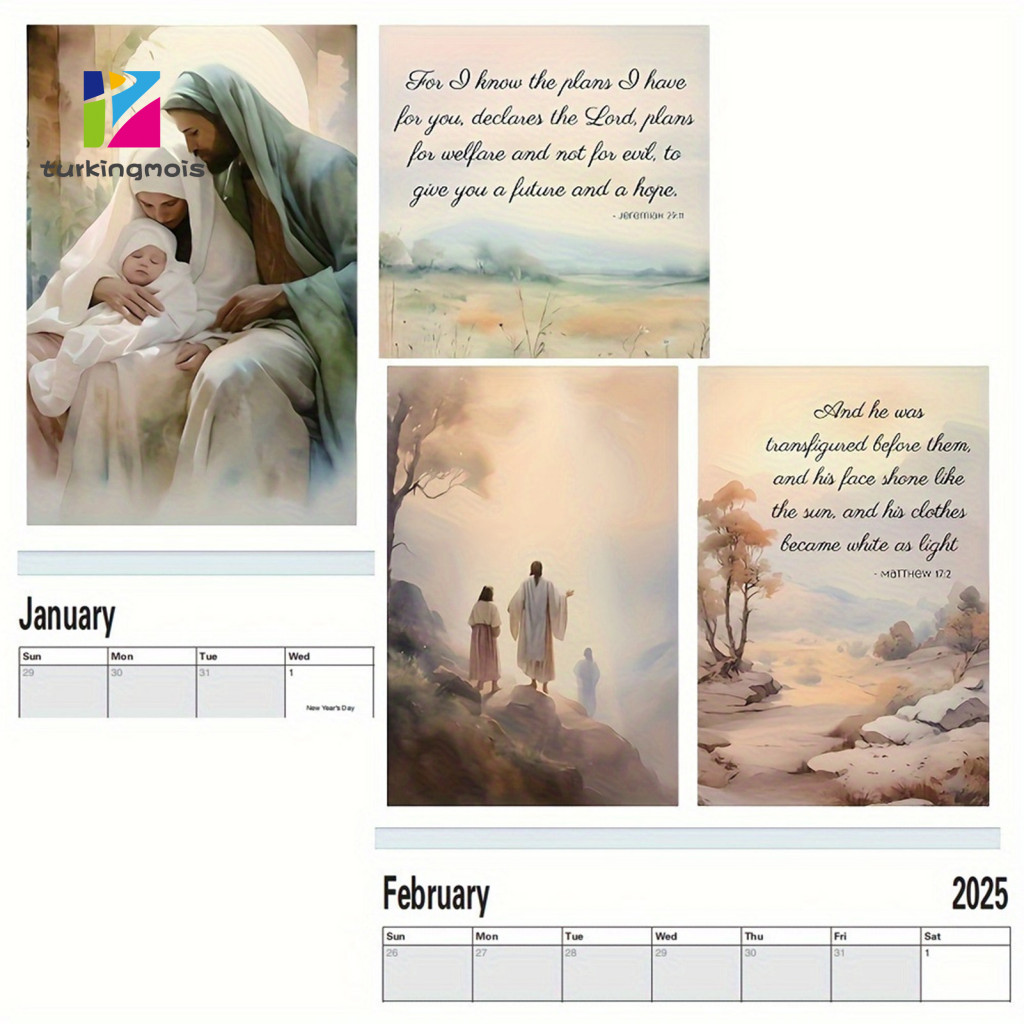 ZTUR_ Inspirational Jesus Calendar Large Grid Design Calendar for Daily ...