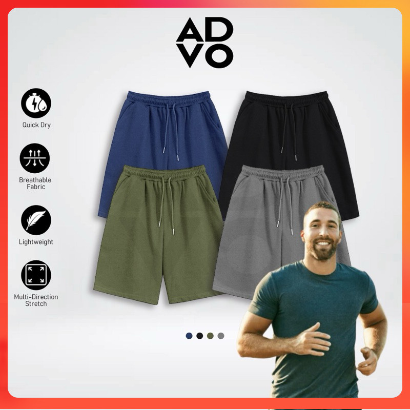 ADVO Short Pants Men Polyester Seluar Pendek Lelaki Shorts Seluar Sukan ...