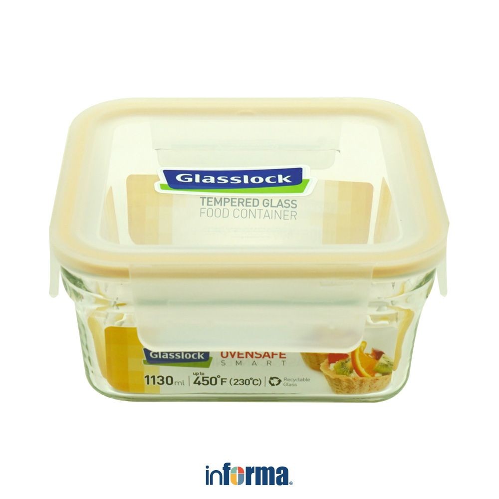 Informa Glasslock 1.13 ltr Smart Square Oven Food Container - Yellow ...