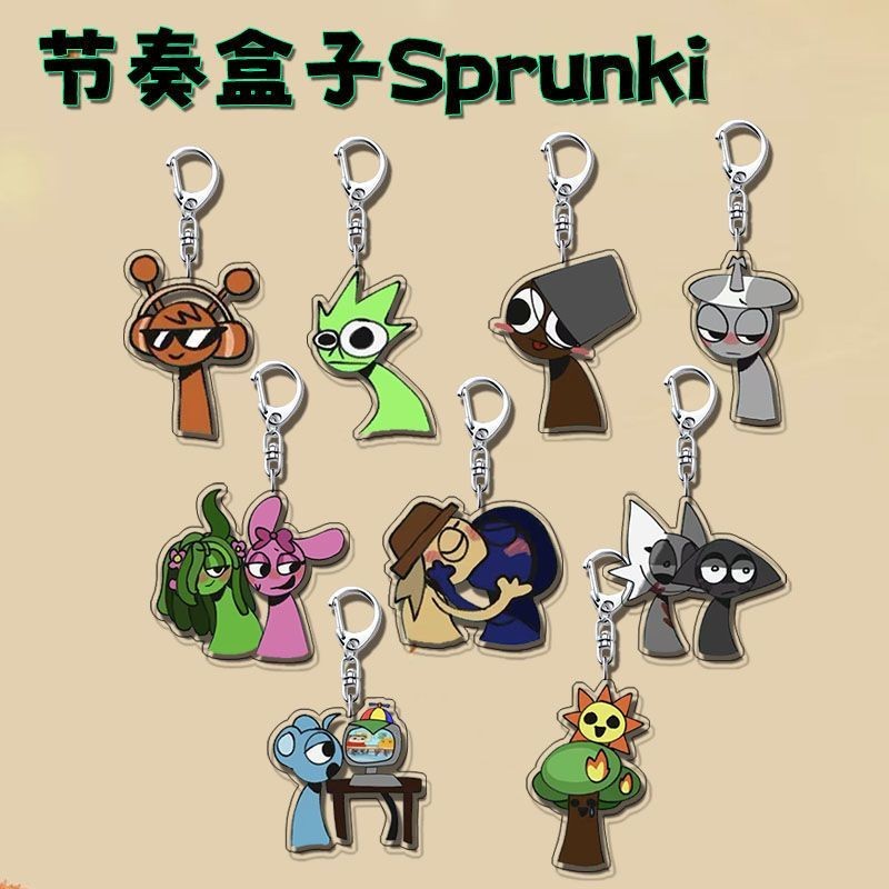 Sprunki Acrylic Double-Sided Keychain Student Keybag Cartoon Cute ...