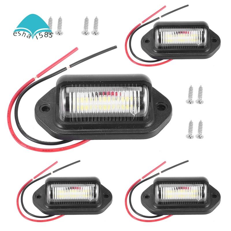 4Pcs 12V 6 SMD LED Exterior License Plate Tag Light Waterproof License ...