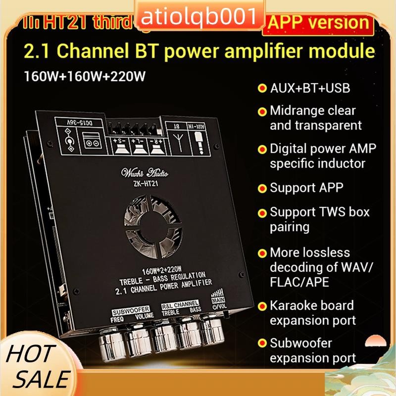 -HT21 Bluetooth Power Amplifier Board 2.1 Channel 2x160W+220W Subwoofer TDA7498E Digital ...