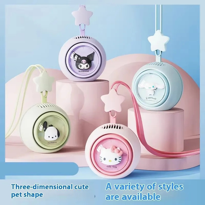 Sanrio Summer Fan HelloKitty portable Hanging Neck Fan Leafless Design ...