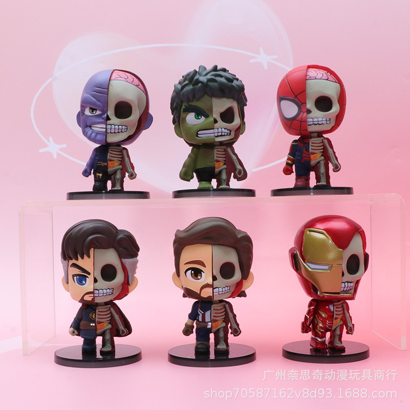 Instant Dispatch 6 Styles Q Version Semi-Anime League Figures Iron Man ...