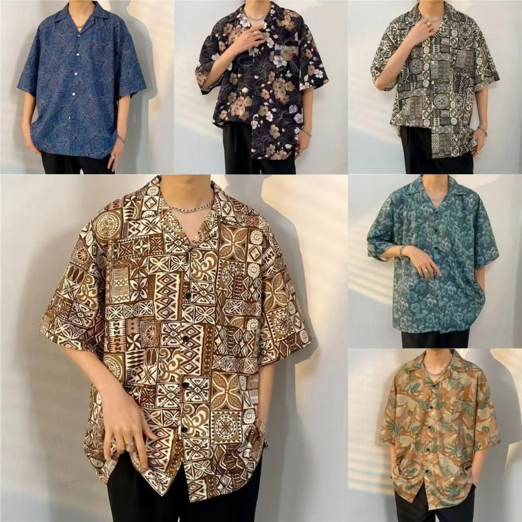 Hawaiian shirt, Songkran shirt with floral pattern, hawaii Korean style ...