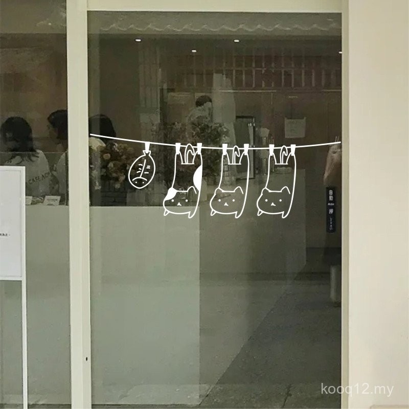 Corak Comel Kedai Haiwan Peliharaan Kucing Pintu Kaca Bilik Tingkap ...