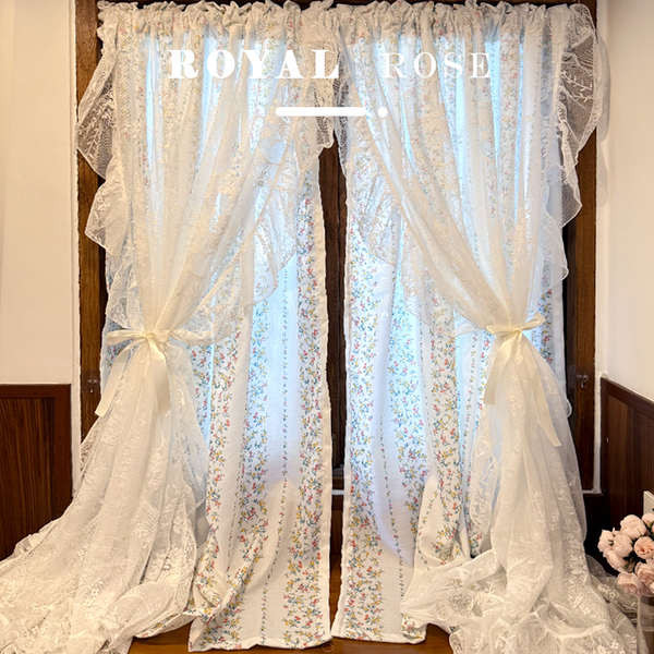 batang langsir langsir sliding door Double Striped Floral French ...