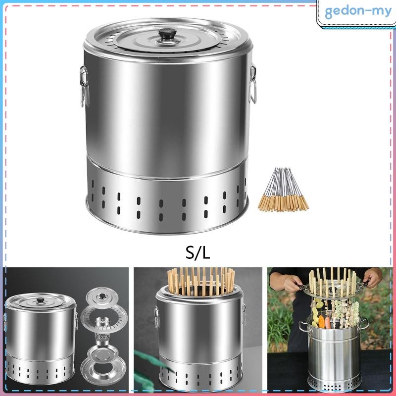 [GedonMY] Barbecue Bucket Grill Smokeless Furnace Steel Grill Barrel ...