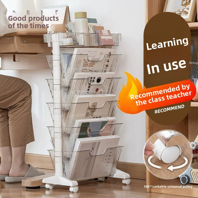 Mobile Transparent Bookshelf Student Book Storage Rack | Shopee Malaysia