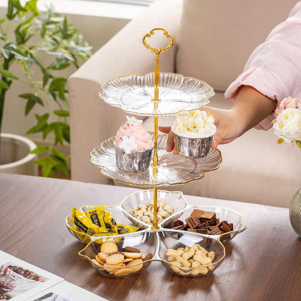 serving stand desert tray Pinggan buah berpecah akrilik, pinggan ...