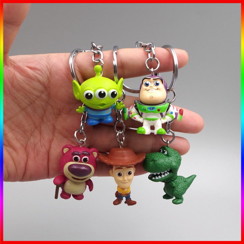 Disney Toy Story PVC Figure Keychain Set 5PCS Woody Buzz Lightyear Rex ...