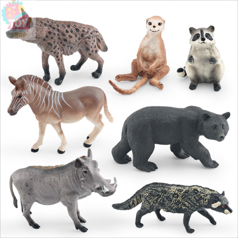 Children Toys Simulation Wild Animal Model Raccoon Black Bear Meerkat ...