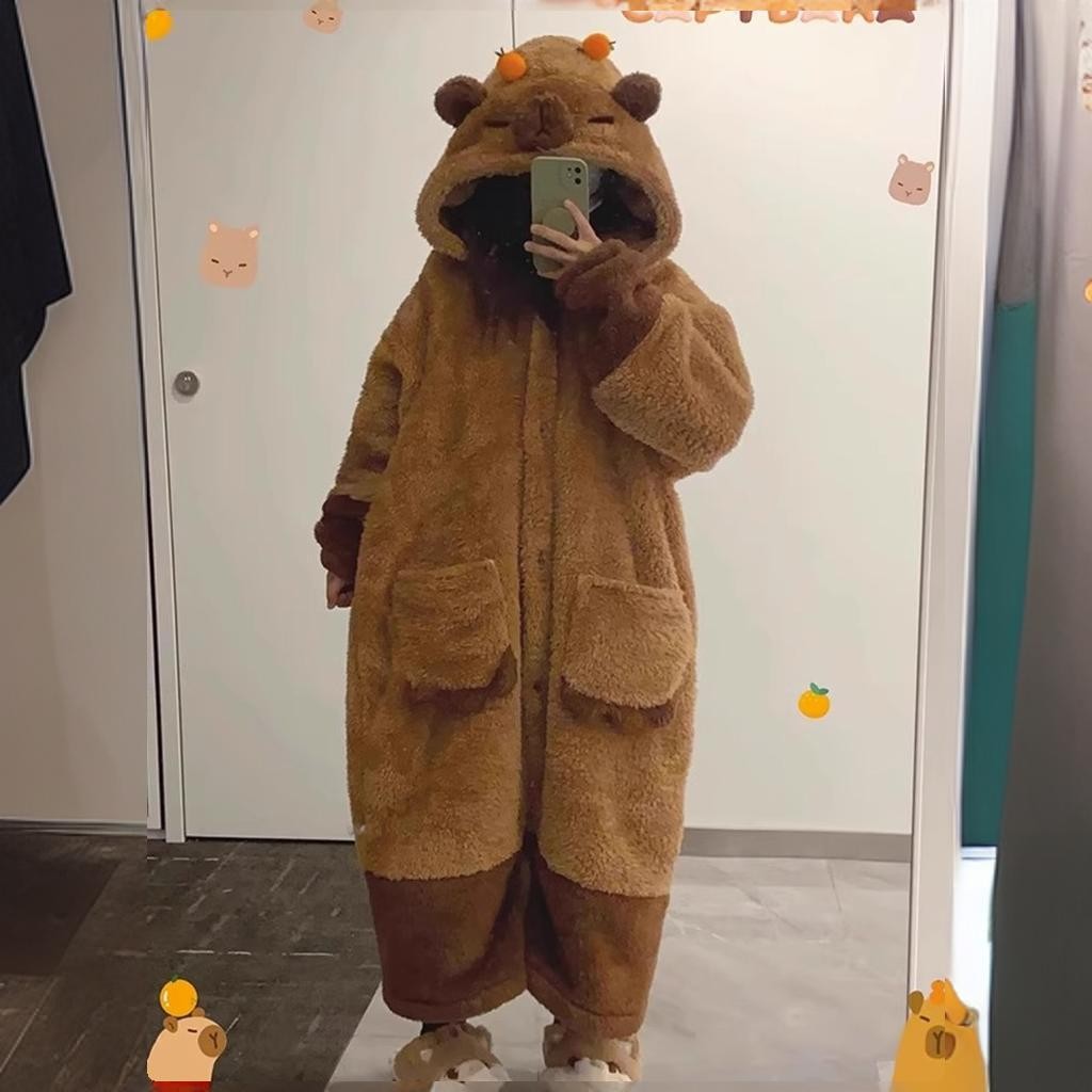 Cute capybara fur pajamas, extremely warm for winter, comfortable to ...