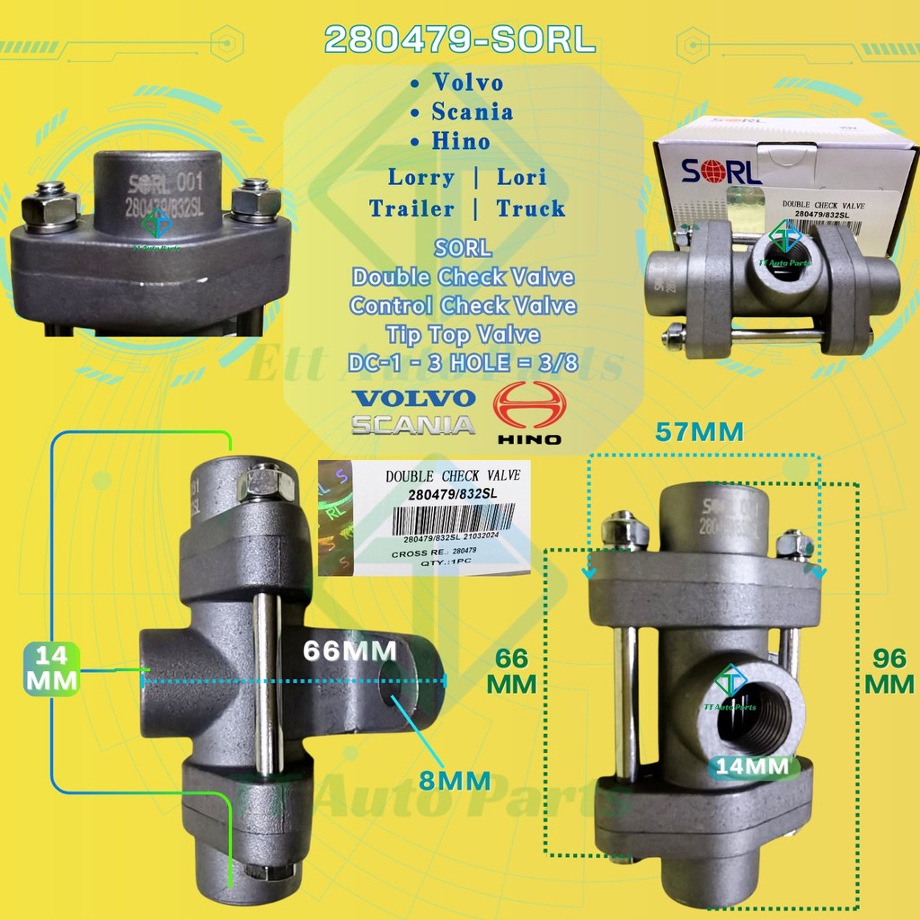 Double Check Valve / Tip Top Valve / Injap Semak (3 Hole 3/8) Hino ...