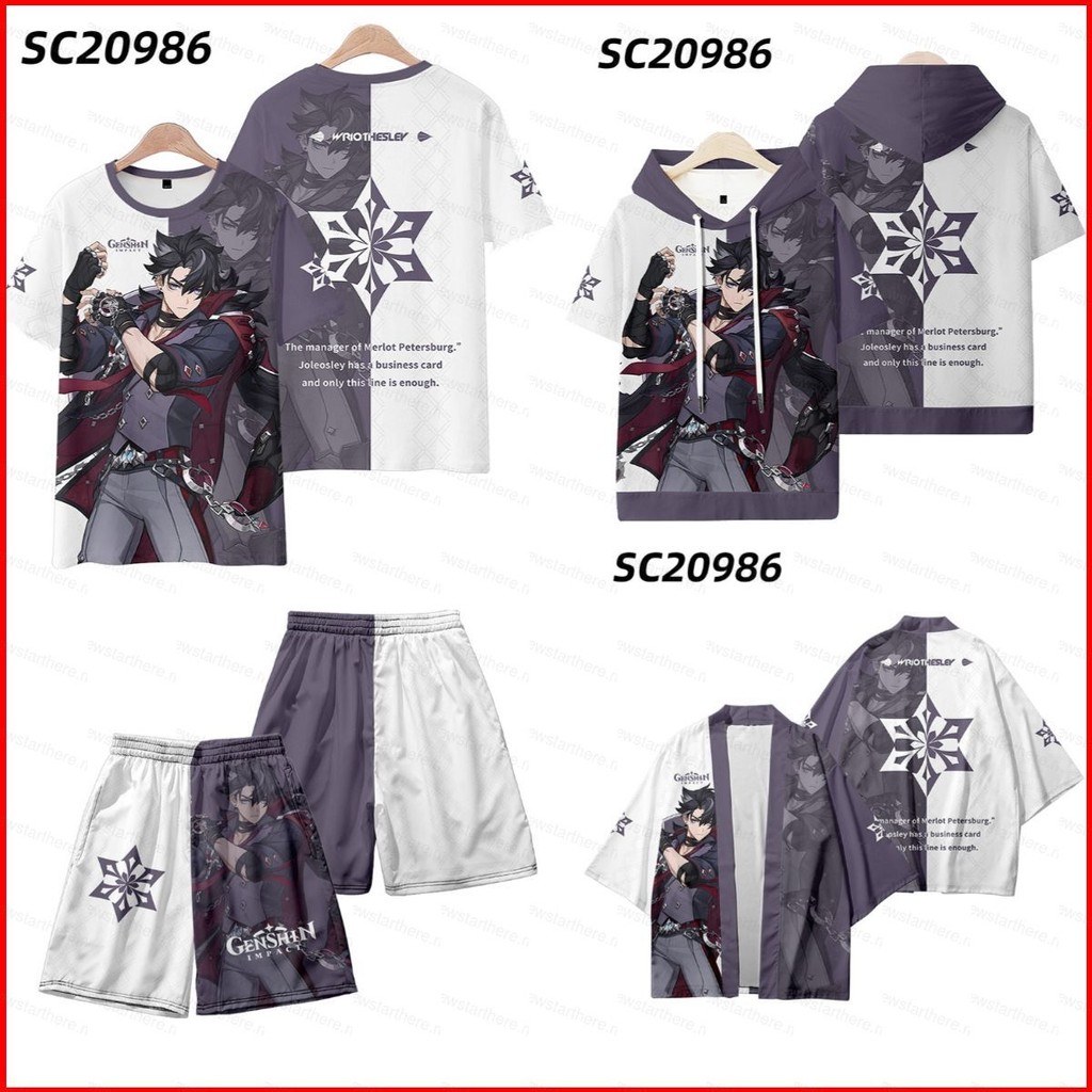 Jason Anime Genshin Impact Wriothesley Tshirt Haori Kimono Tops Unisex ...