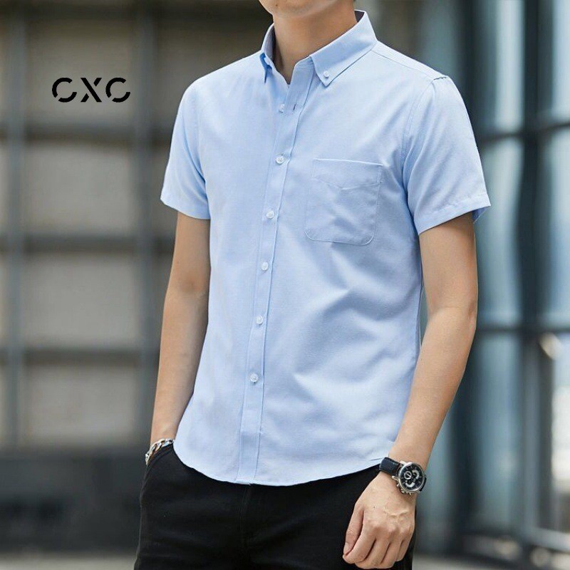 CXC-Multi-color option Men Short Sleeve Button Collar Shirt Casual Baju ...