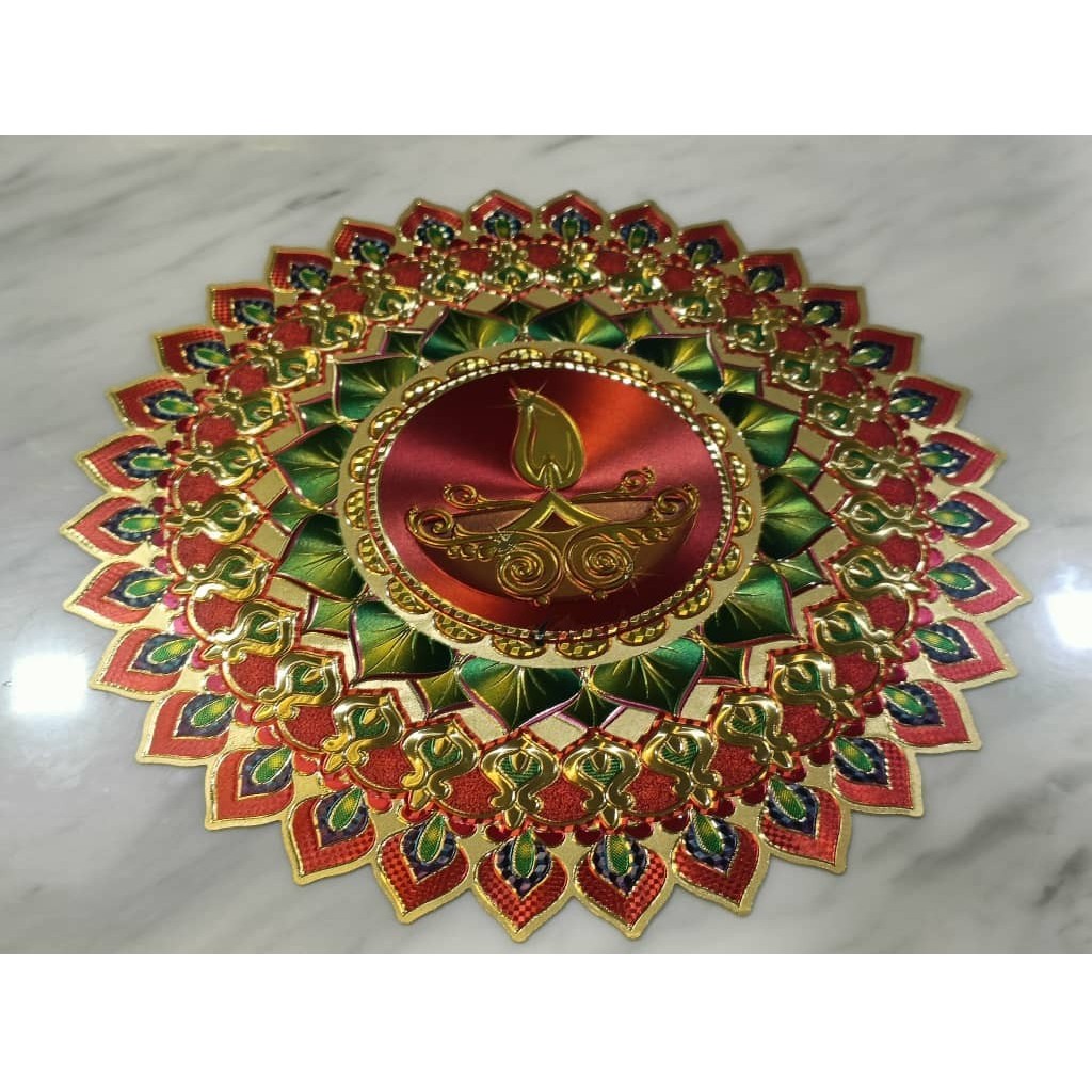3D Rangoli Sticker Kolam Sticker Gold Foil Sticker Kolam 25cm x 25cm ...