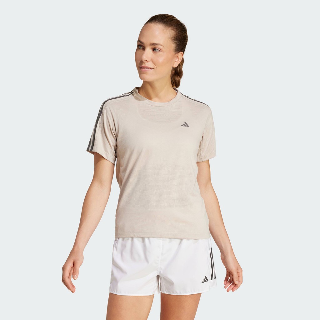 adidas Running Own the Run 3-Stripes Tee Women Beige IW0018 | Shopee ...