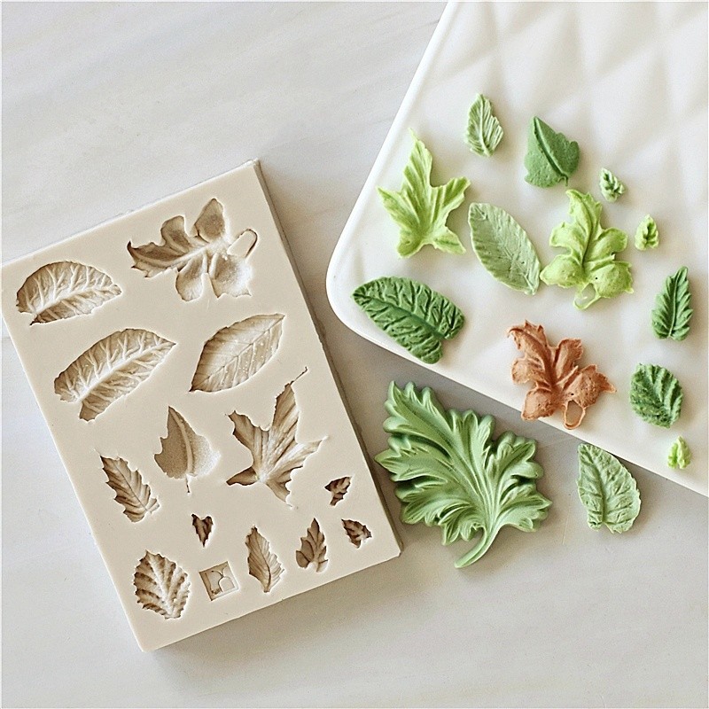 Leaf Grass Forest Silicone Mold Set Maple Leaf Hemp Leaf Petal Green ...