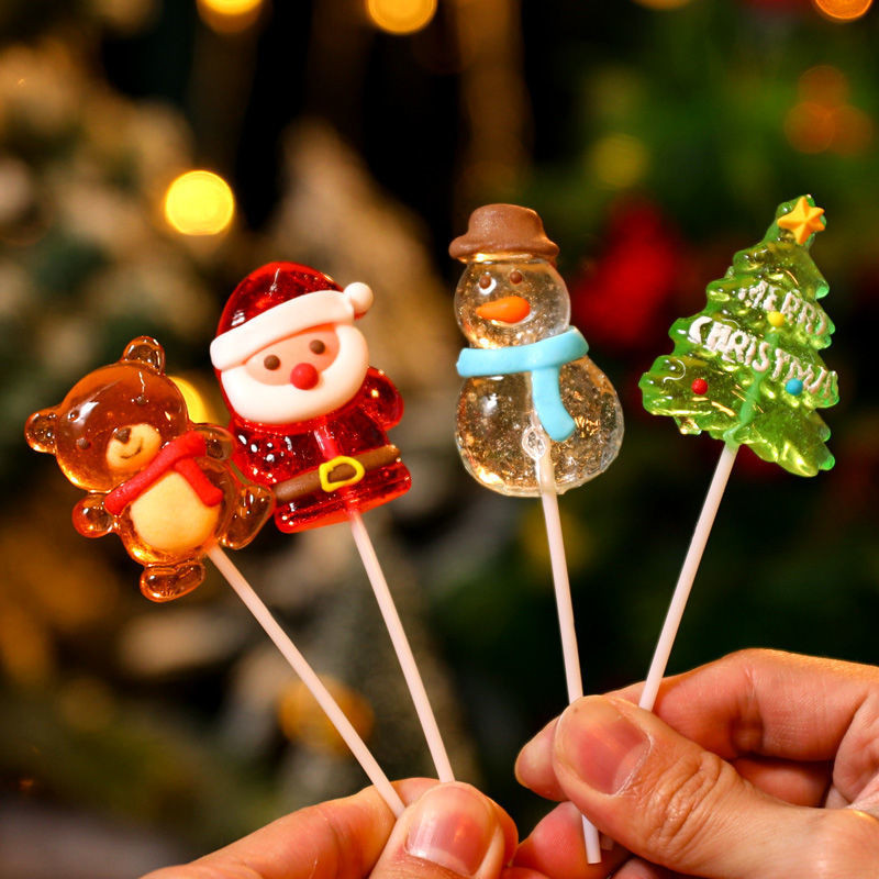 Christmas Candy Gift Box Hard Candy Cartoon Santa Claus Shape Lollipop ...