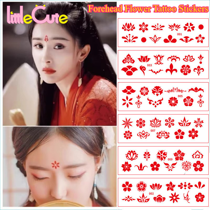 10Pcs Chinese Style Printed Eyebrow Sticker - Ancient Style Hanfu ...