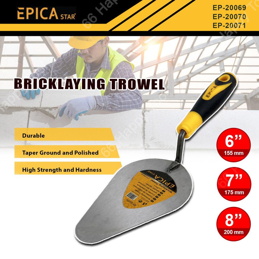EPICA Star Bricklaying Trowel 6" 7" 8" Plastering Laying Brick Round ...