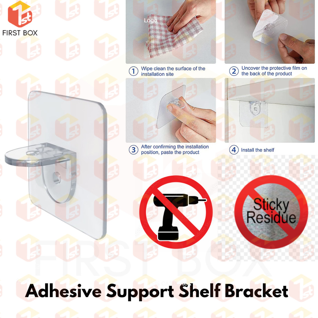 Adhesive Support Shelf Bracket Non-Perforated Wardrobe Strong Partition ...