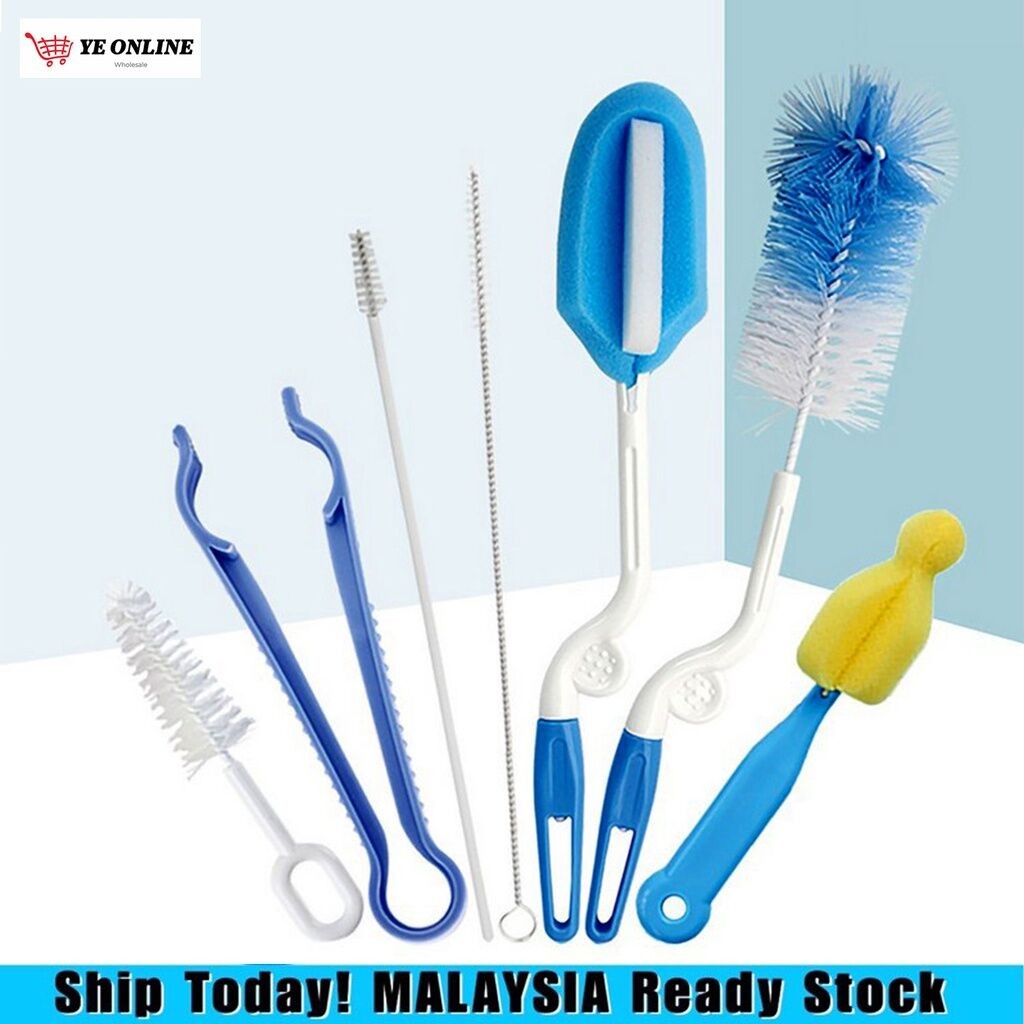 MY7 in 1 Bottle Sponge Straw Brush Nipple Cleaning Tool Brush Baby Milk ...
