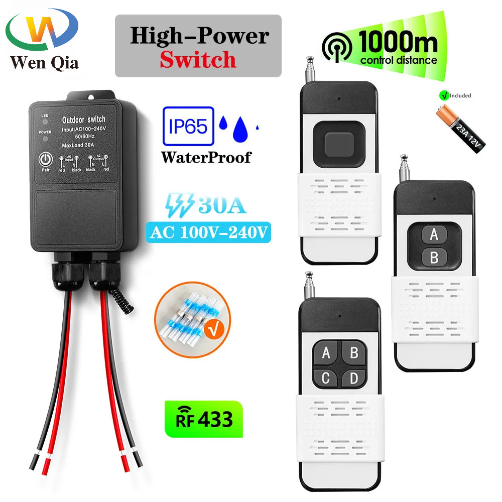 RF High Power Receiver Relay IP65 WaterProof 433MHz Wireless Remote ...