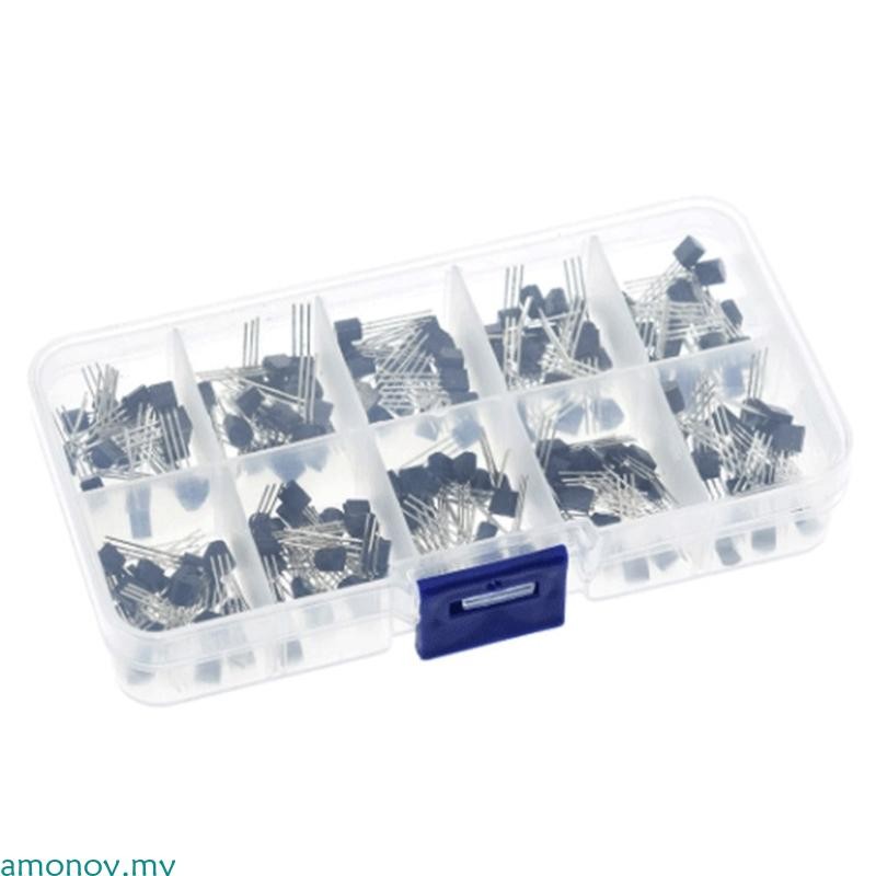 amonoy 200PCS Transistor Assortment Kit 10 Value Transistor Box BC337 BC327 2N2222 2N2907 2N3904 ...
