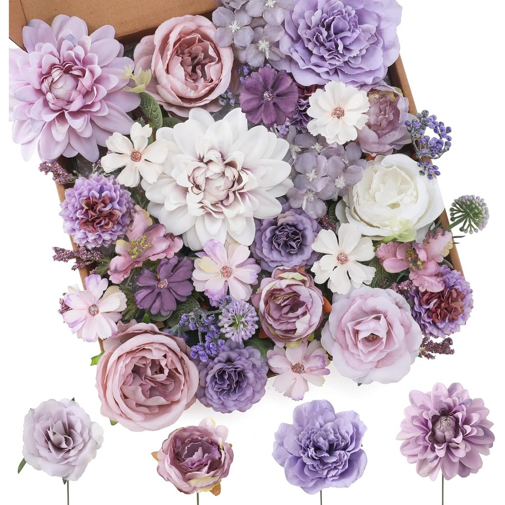 Floweroyal Artificial Flowers Combo Purple Flowers Mix Silk Flowers ...