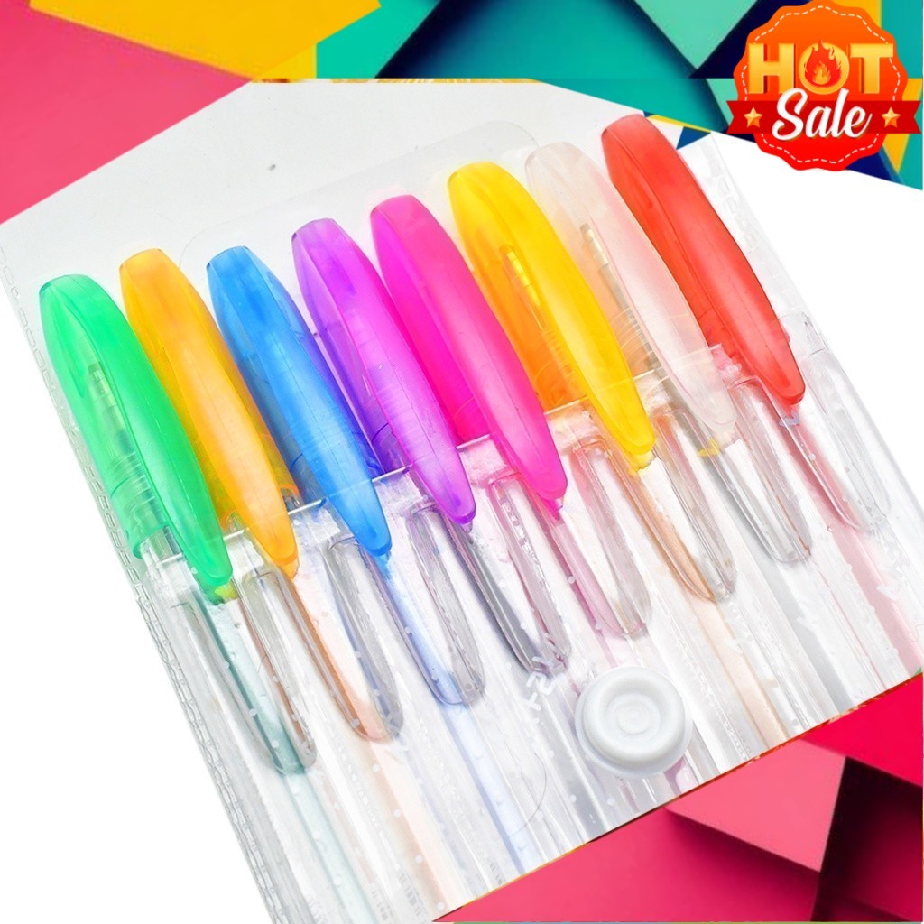 (8pcs) Set Pen Warna-warni, Set Pen Pelbagai Warna, Glitter Color Pen ...