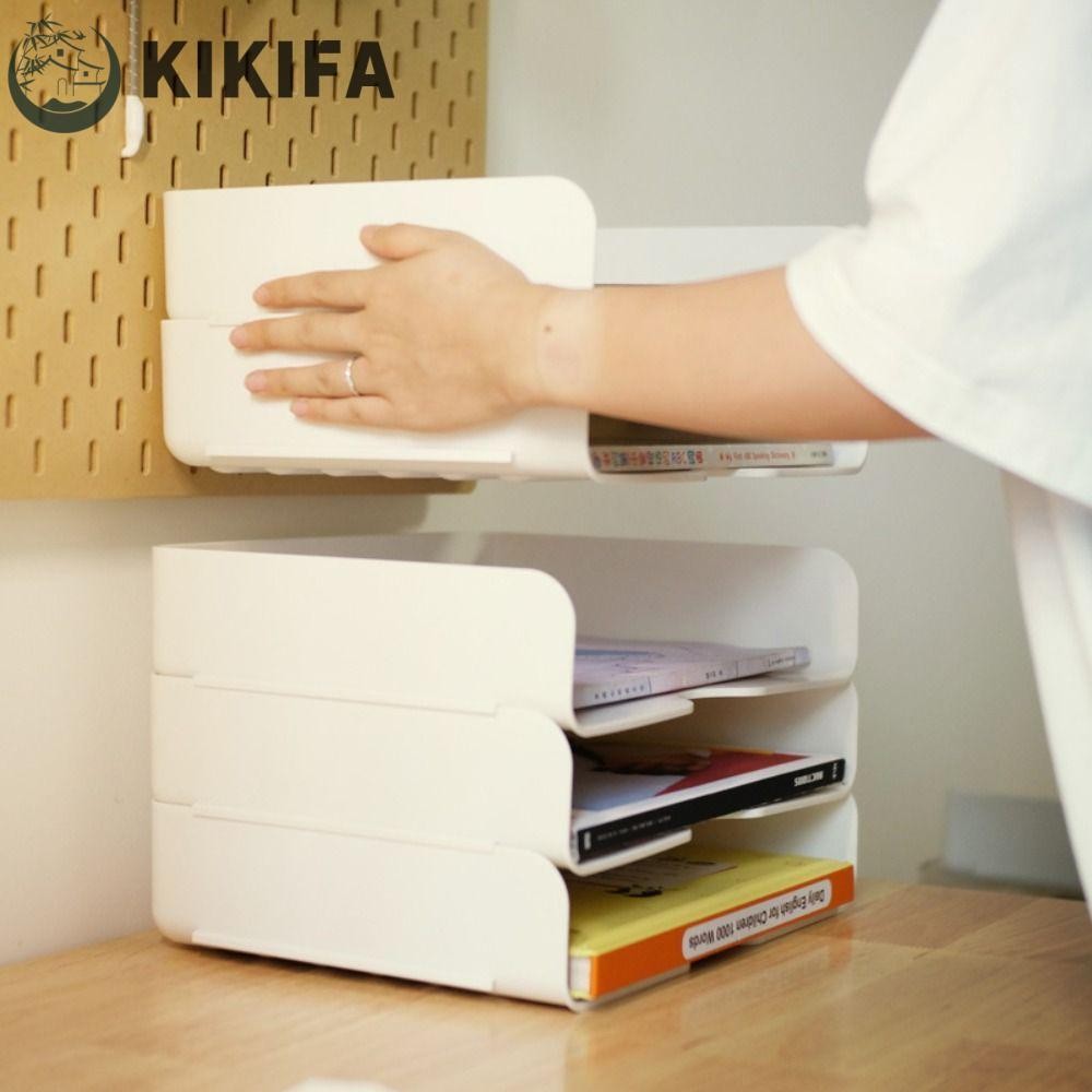 KIKIFA 1 Pcs Stackable File Rack, Papers Rack Desktop Organizer A4 File ...