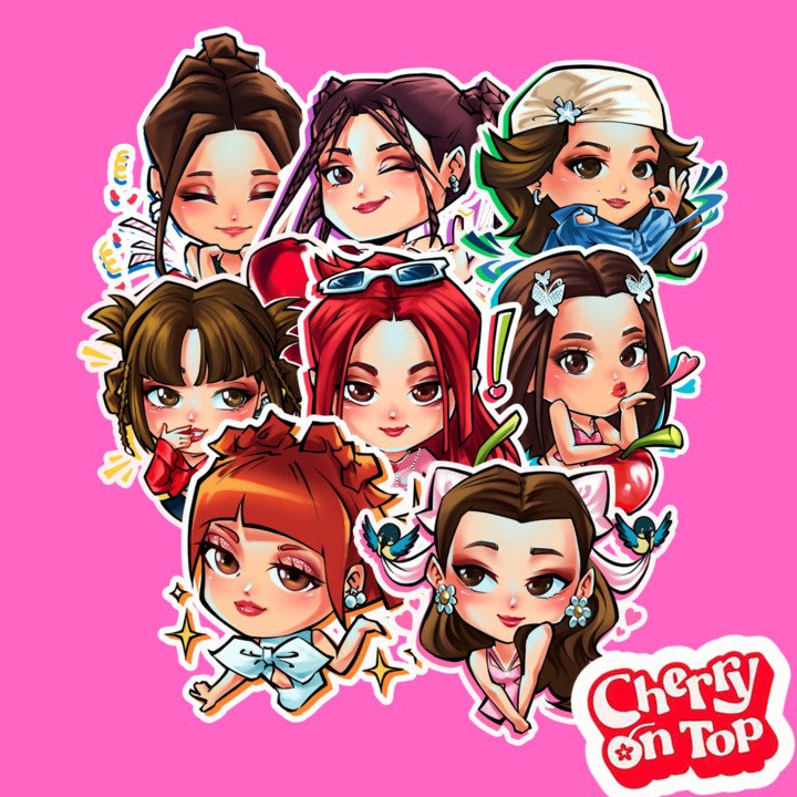 Bini inspired Cherry on top cute chibi vinyl stickers | Shopee Malaysia
