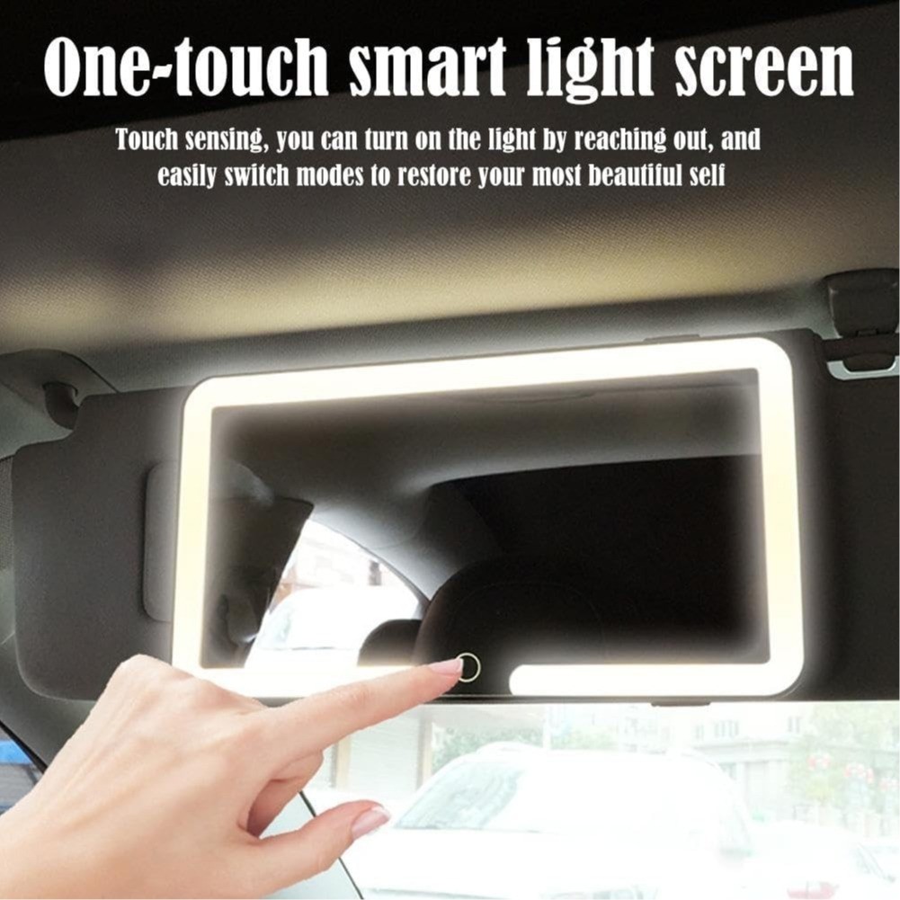 HD Mirror Car LED Makeup Mirror Three Gear Sun Visor Plate Interior ...