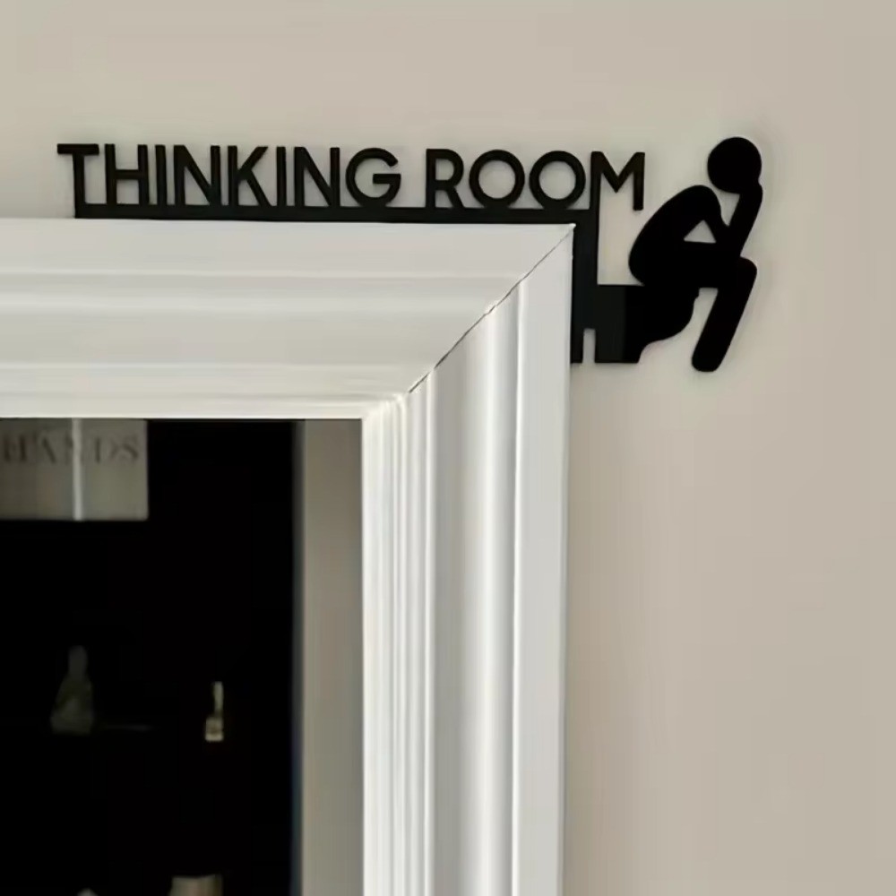 Modern Metal Toilet Door Sign. Stylish Thinking Room Wall Sculpture ...