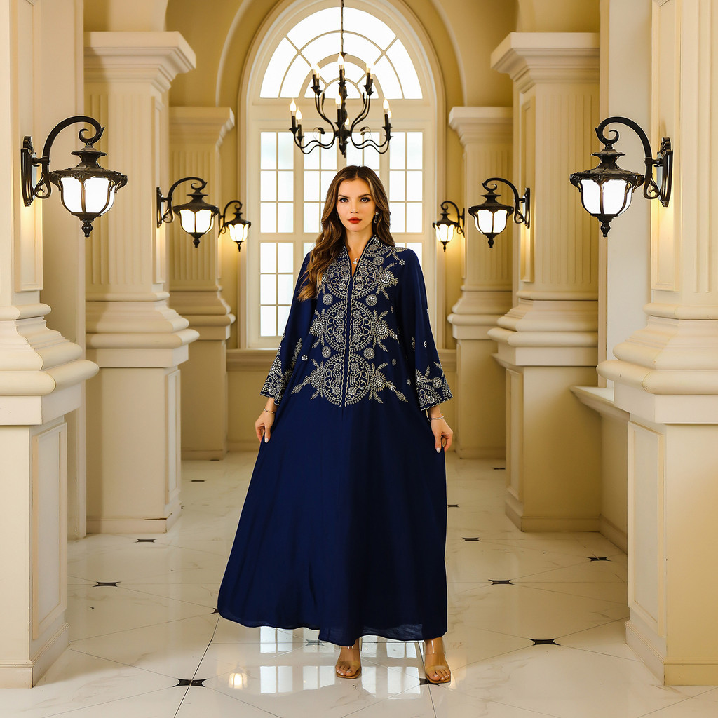 Muslim Abaya Fashion Embroidered Abaya Dubai Turkey Islam Arab Maxi ...