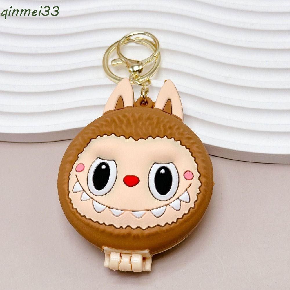 QINMEI Folding Mirror Keychains, Cartoon INS Labubu Airbag Comb, Cute ...