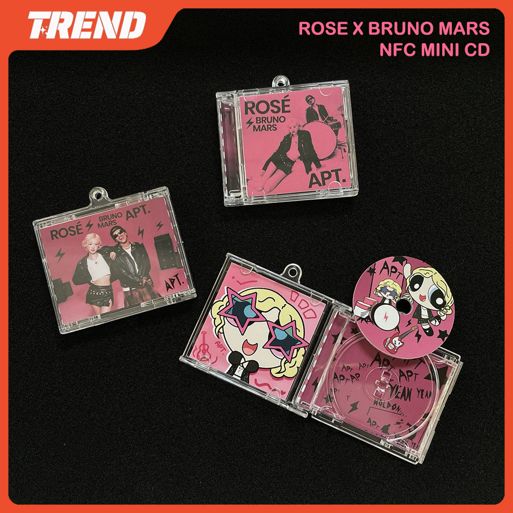 KPOP BLACKPINK ROSE X BRUNO MARS APT. MINI CD Album Keychain DIY ...