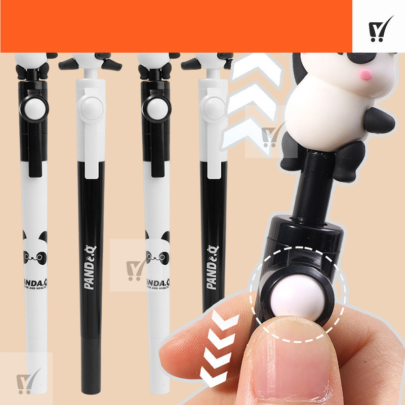 MCT 3Pcs/Set Creative Panda Rotating Gel Pens - Black Ink Signature ...