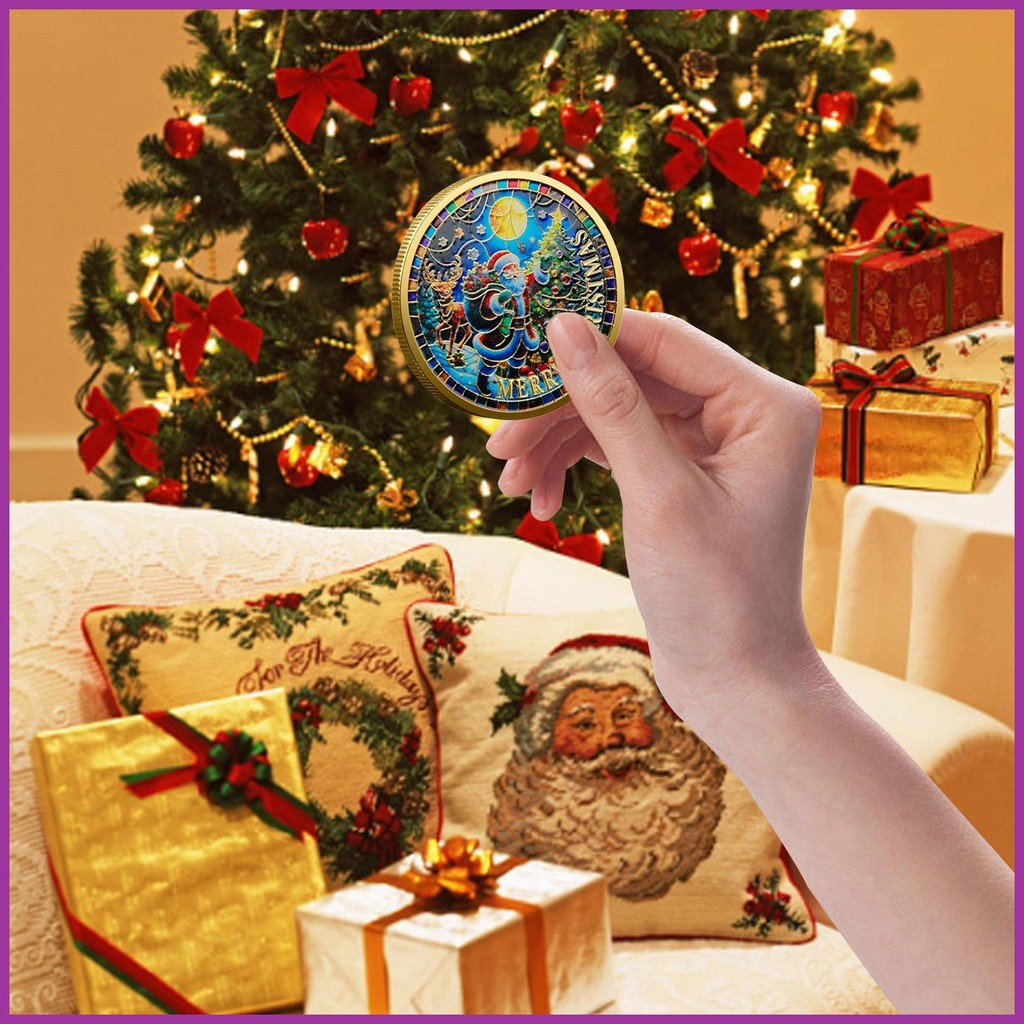 Christmas Commemorative Coin Santa Claus Christmas Tree Challenge Coin ...