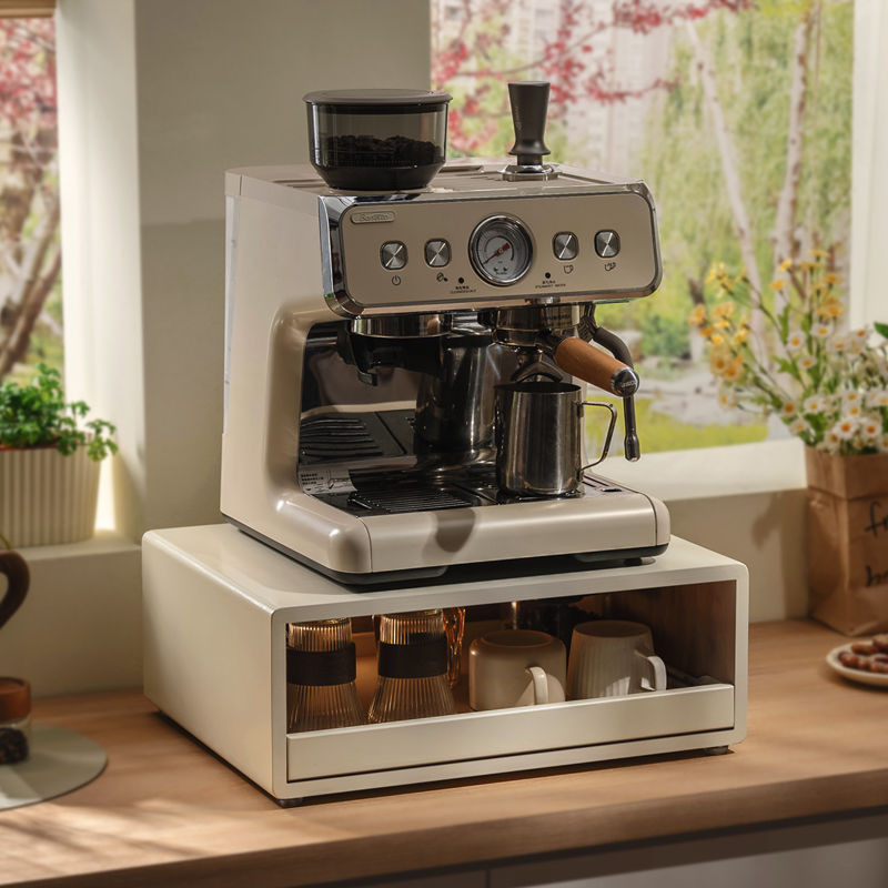 Microwave Oven Coffee Machine with Drawer Shelf Desktop Retractable ...