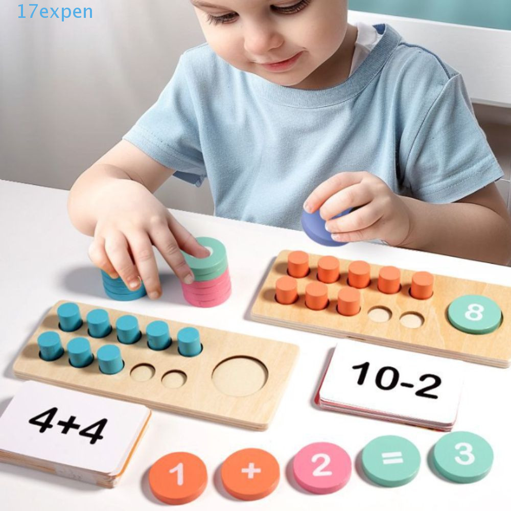 EXPEN 1 Set Kids Arithmetic Toys, Ten Frame Wooden Kids Math Modular ...