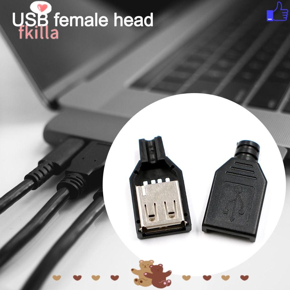 FKILLA1 Female USB Connector, With Black Plastic Cover USB 2.0 Connect ...